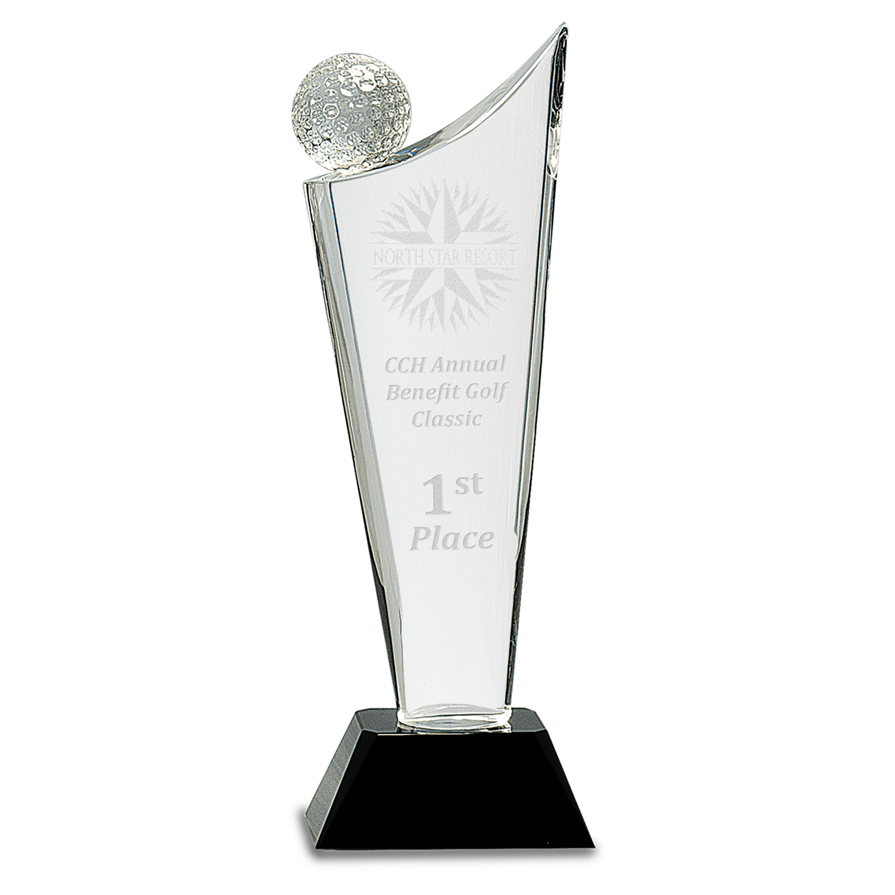 Clear Crystal Golf Wave Award – JD's House of Trophies