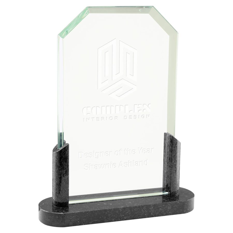 Glass Award with Black Marble Base – JD's House of Trophies