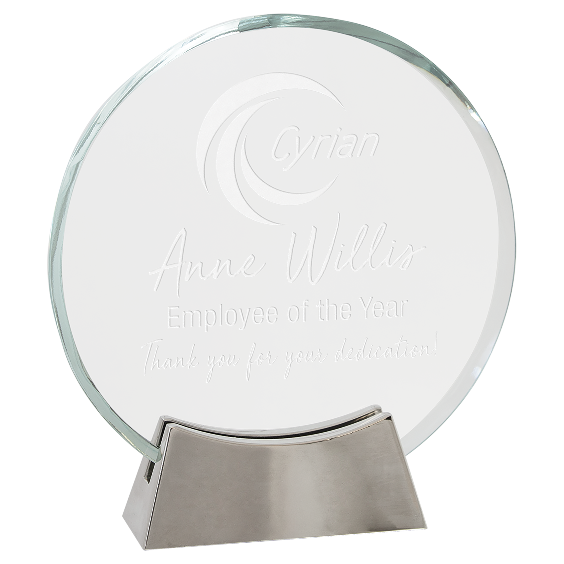 Platinum Glass Award with Metal Base | JD's House of Trophies